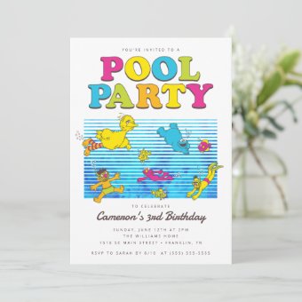 Sesame Street | Pool Party Summer Swim Birthday Invitation | Zazzle