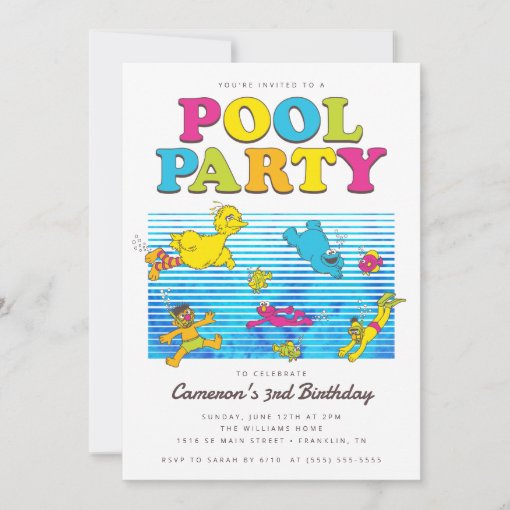 Sesame Street | Pool Party Summer Swim Birthday Invitation | Zazzle