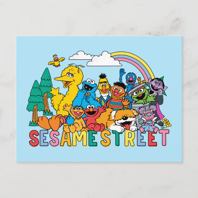 Sesame Street | Rainbow Wave Postcard | Zazzle