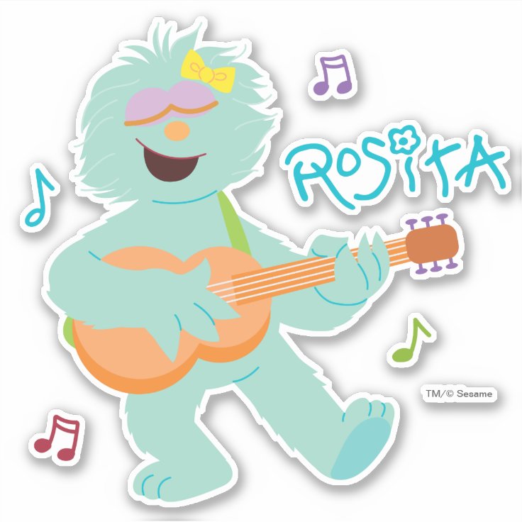 Sesame Street | Rosita Playing Guitar Sticker | Zazzle