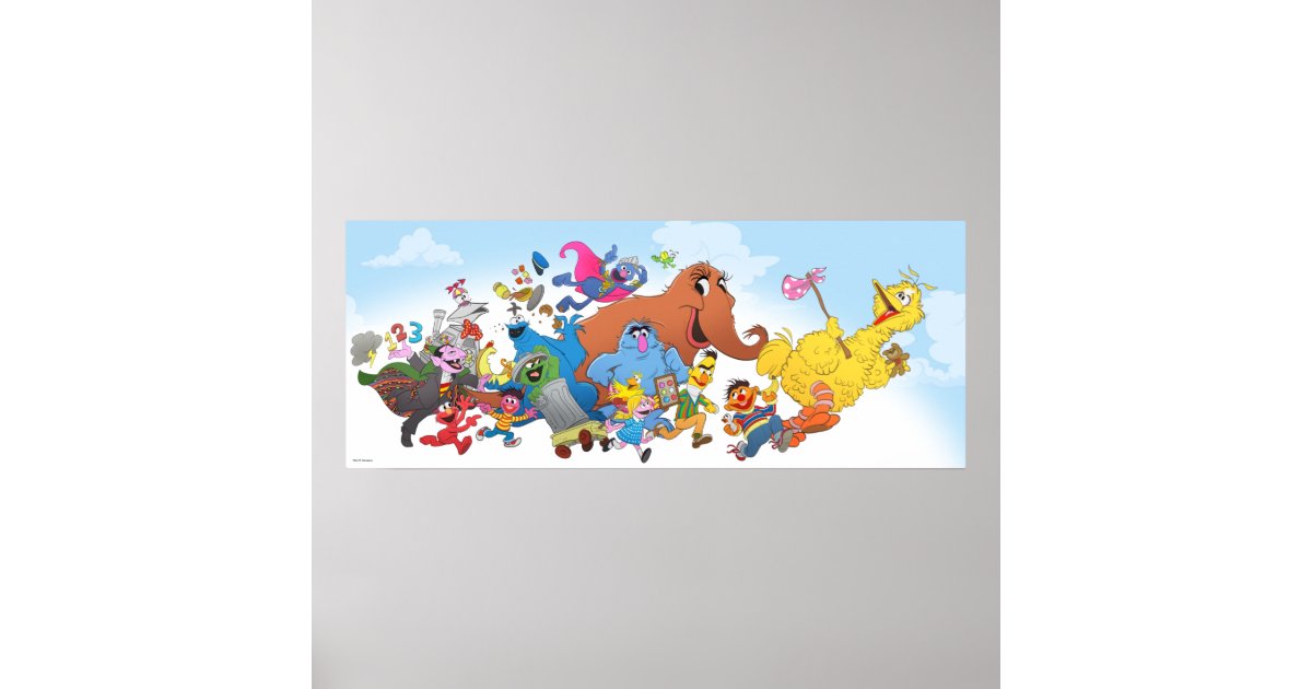 Sesame Street Run! Character Illustration Poster | Zazzle