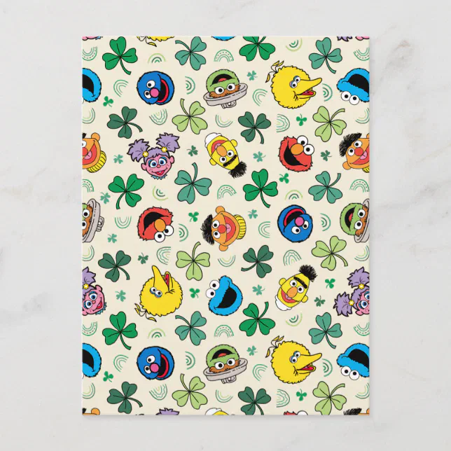 Sesame Street St. Patrick's Day Pattern Postcard | Zazzle