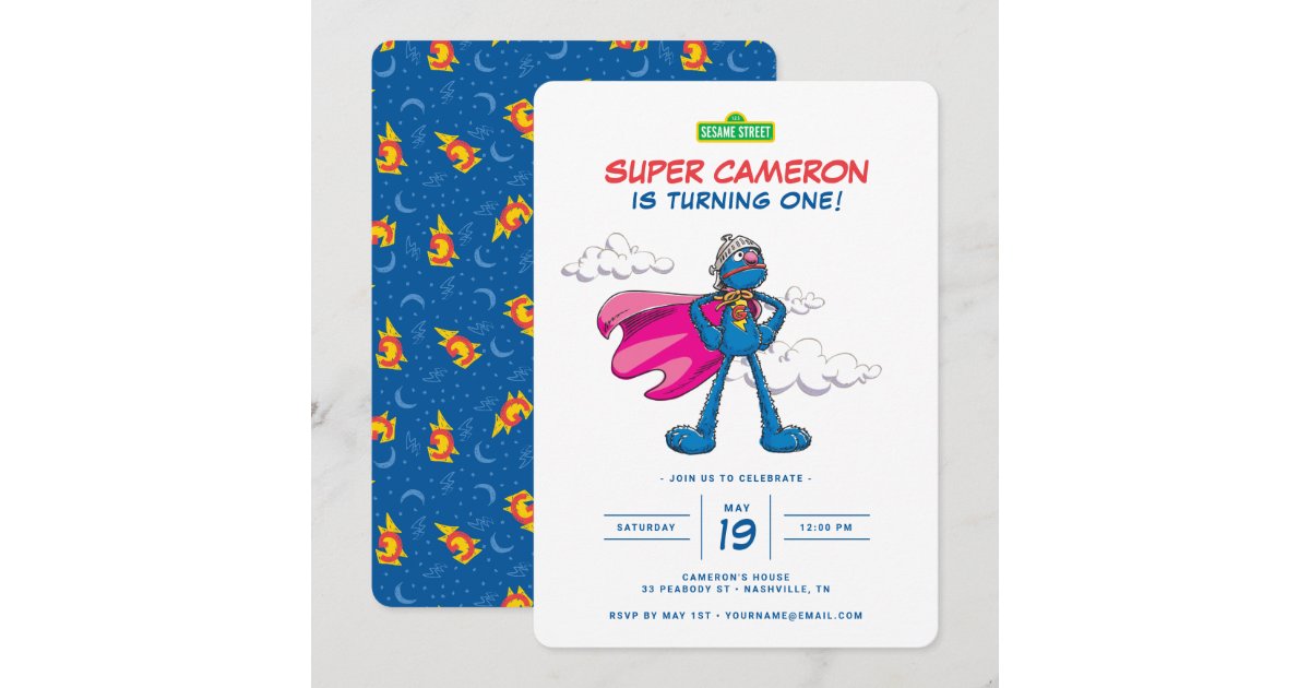 Sesame Street | Super Grover Birthday Invitation | Zazzle