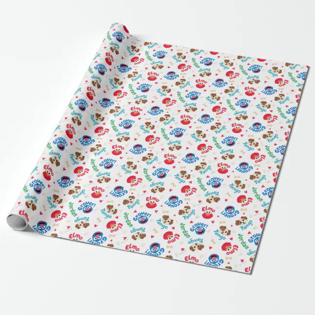 Sesame Street | Tango, Elmo, & Grover Pattern Wrapping Paper | Zazzle