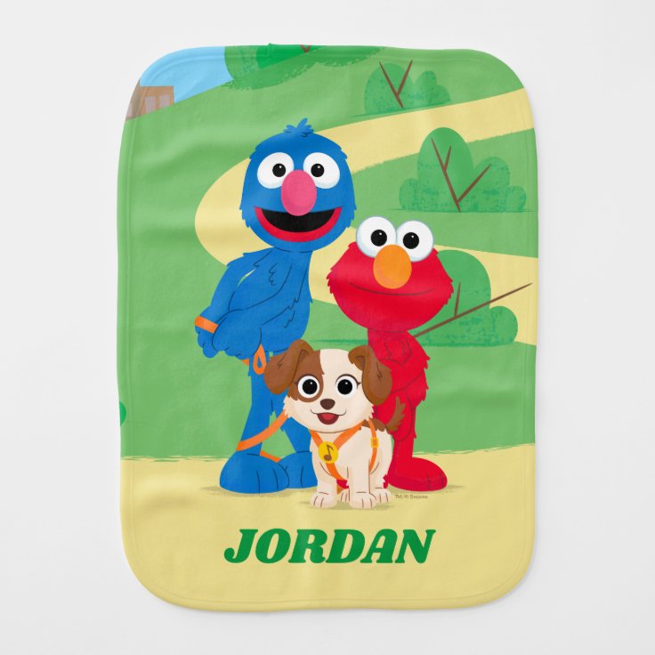 Sesame Street | Tango With Grover & Elmo Baby Burp Cloth | Zazzle