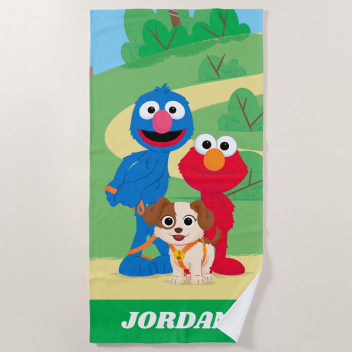 Sesame Street | Tango With Grover & Elmo Beach Towel | Zazzle.com