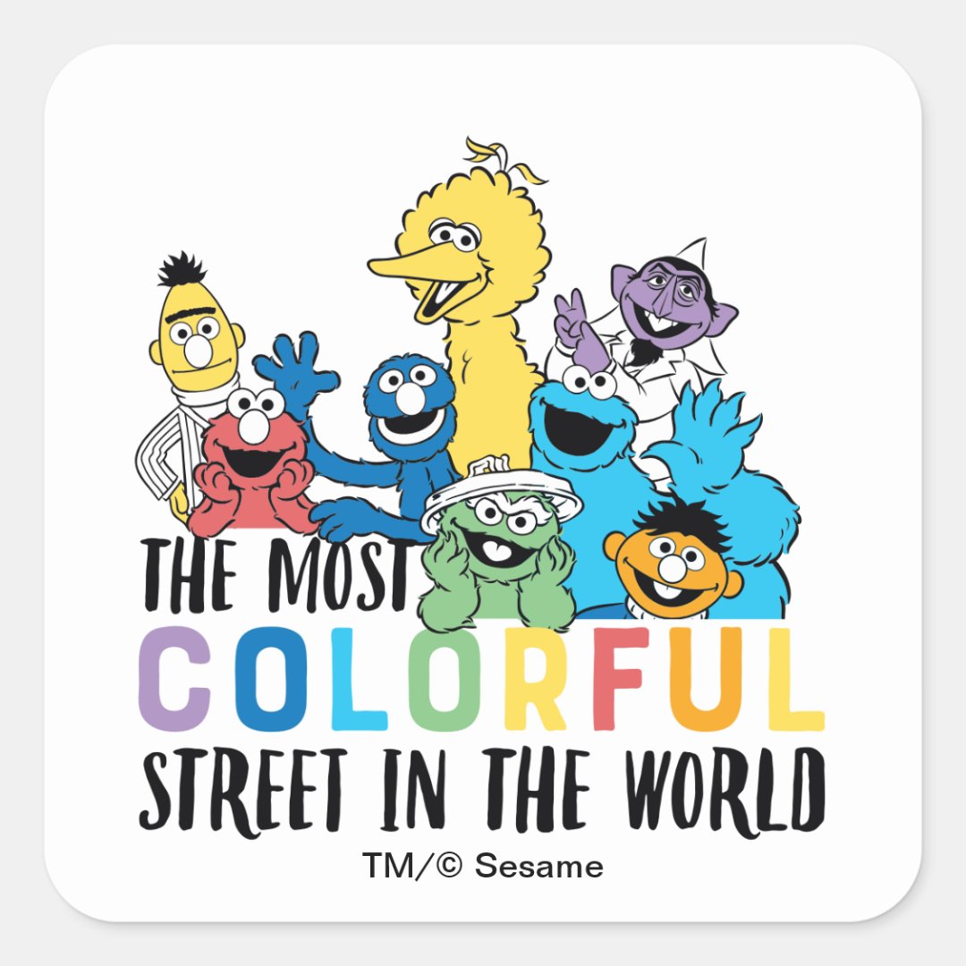 Sesame Street | The Most Colorful Street Square Sticker | Zazzle