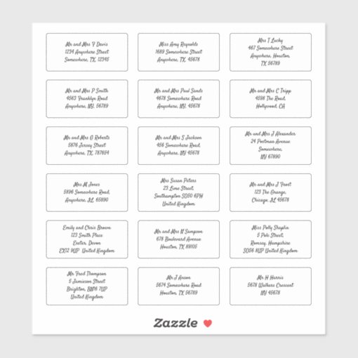 Set 18 Individual Recipient Name Address Shipping Sticker | Zazzle