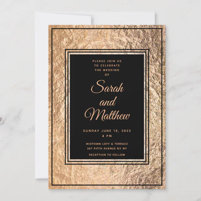 Set In Copper Gold Wedding Invitation Suite | Zazzle