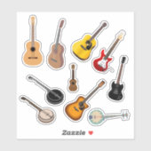 Set of 10 Guitar Stickers | Instrument Stickers | Zazzle
