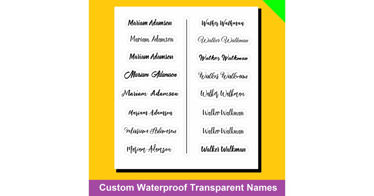 (Set of 16) Transparent Simple Name Stickers | Zazzle