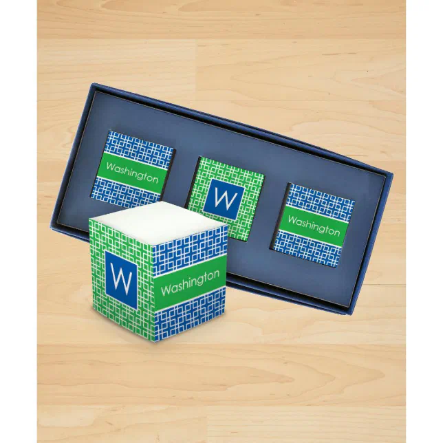 Set of 3 Blue & Green Self Stick Mini Memo Cubes | Zazzle
