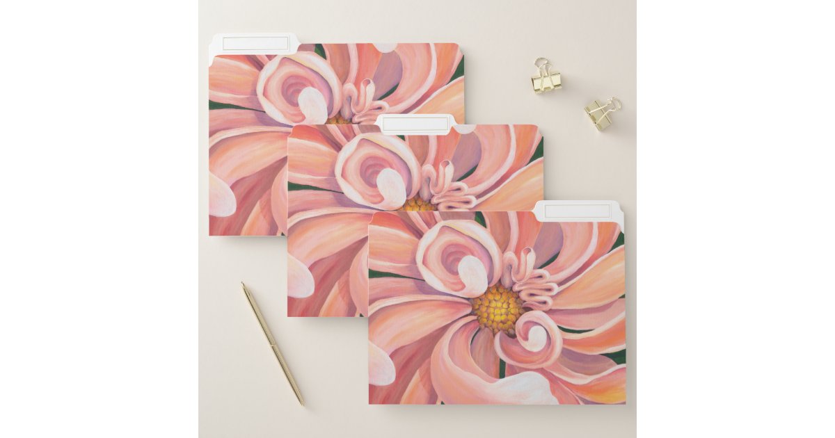 Set of 3 File Folders - Peachy Pink Dahlia | Zazzle.com
