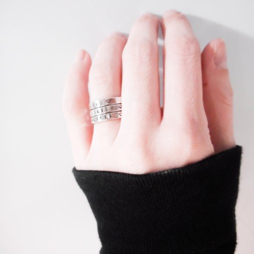 Set of 3 Personalized Sterling Silver Rings | Zazzle