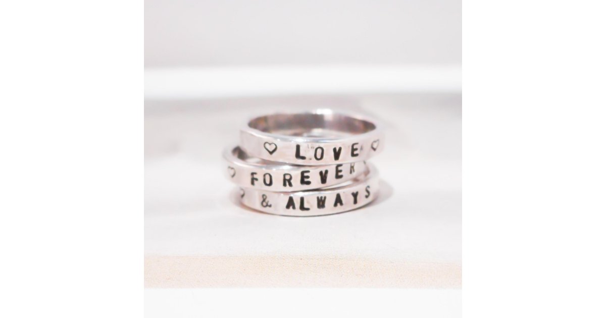Set of 3 Personalized Sterling Silver Rings | Zazzle