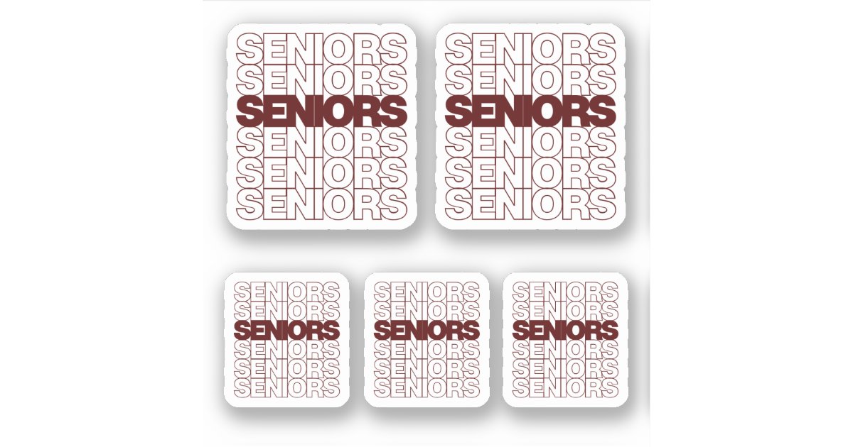 Set of 5 Maroon Seniors Seniors Seniors Custom-Cut Sticker | Zazzle