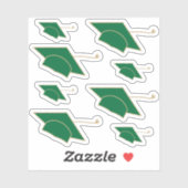 Set of 8 Green Graduation Caps Custom-Cut Sticker | Zazzle