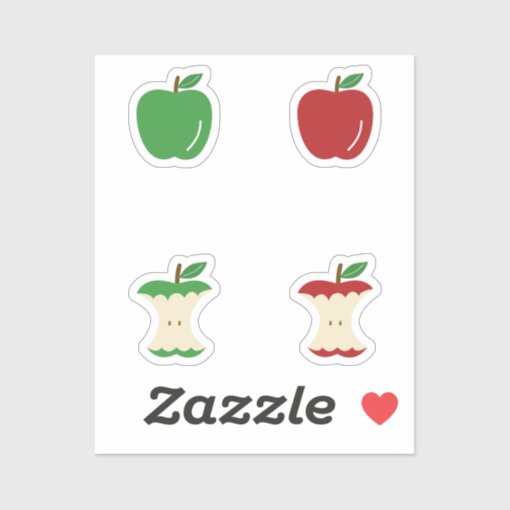Set of Apple and Apple Core Stickers | Zazzle