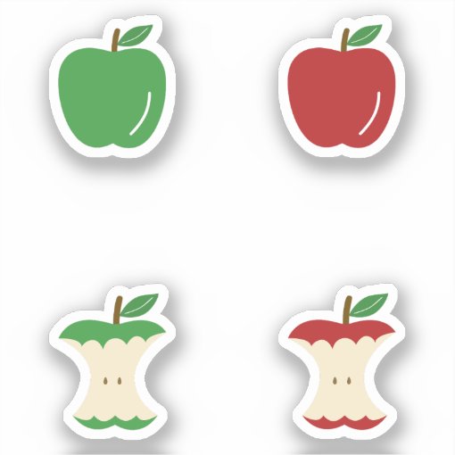 Set of Apple and Apple Core Stickers | Zazzle