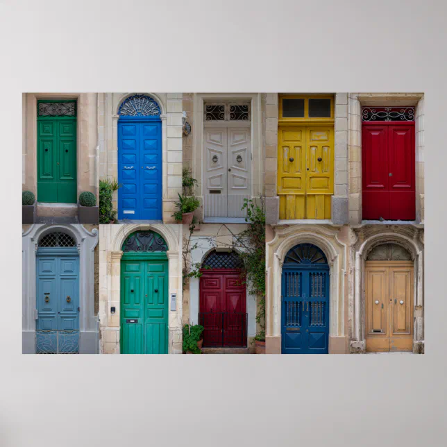 Set of colorful front doors in Malta Poster | Zazzle
