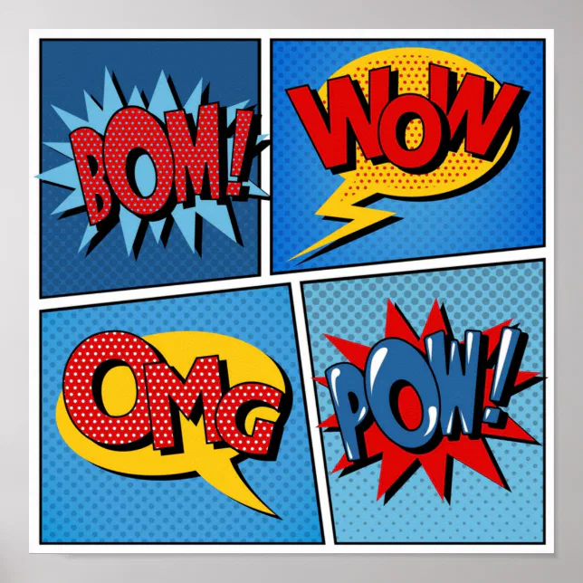 Set of Comic Bubbles in Pop Art Style Poster | Zazzle