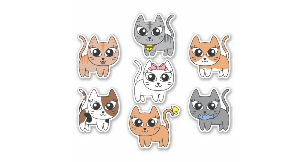set of Cool Cats Sticker | Zazzle
