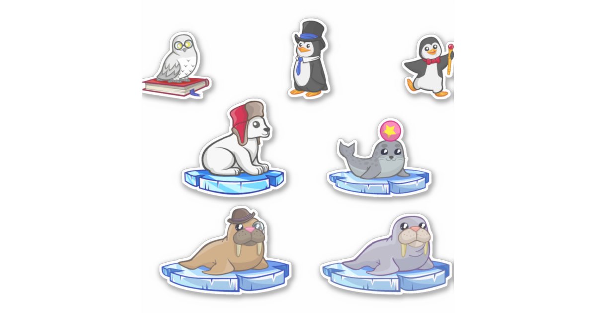 set of cute artic animals sticker | Zazzle