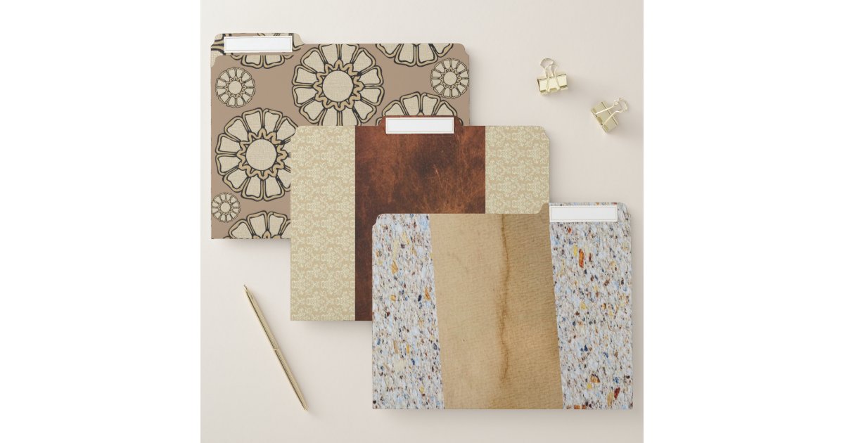 Set of File Folders Beige Circular Brown Beige | Zazzle