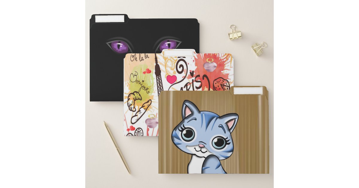 Set of File Folders Cat | Zazzle