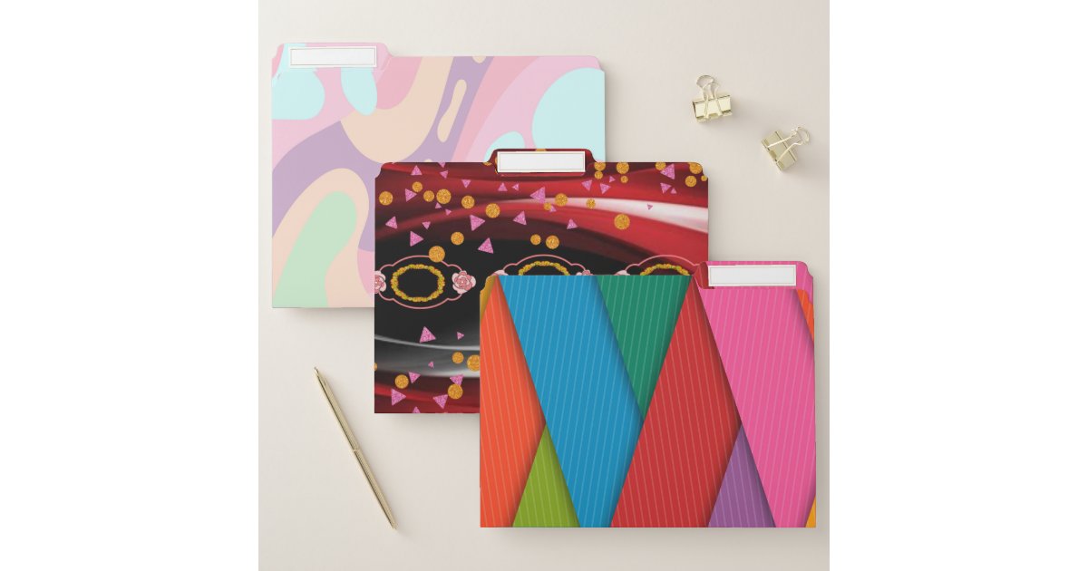 Set of File Folders Colorful Pastel Abstract | Zazzle