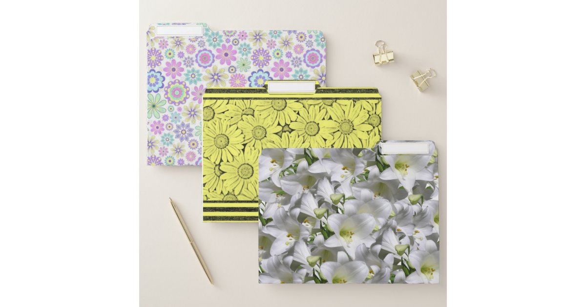 Set of File Folders Floral | Zazzle