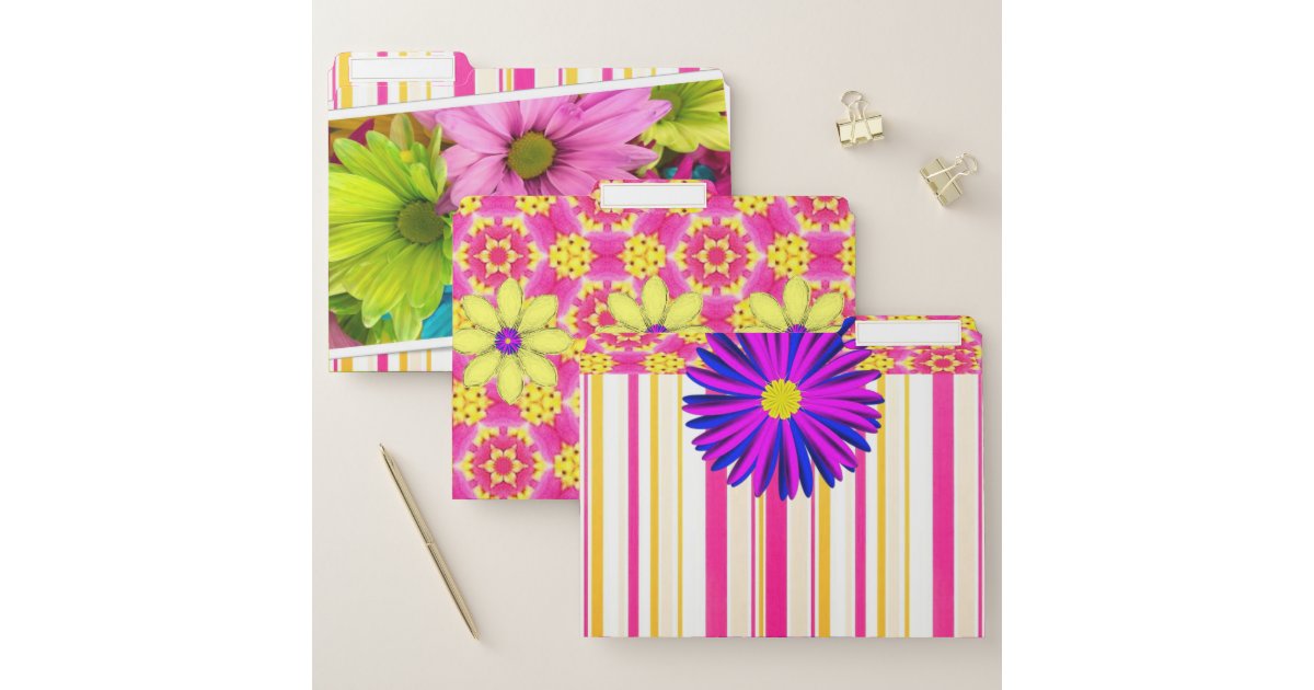 Set of File Folders Floral | Zazzle