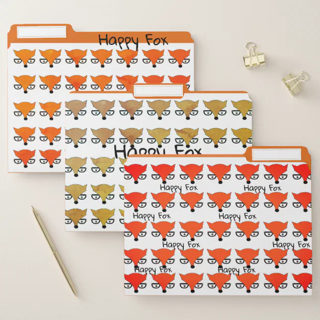 Set of File Folders Happy Fox design | Zazzle