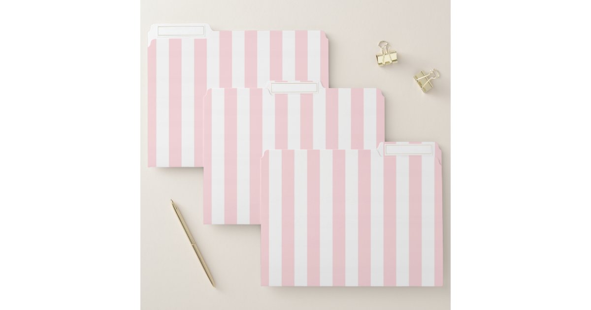 Set of File Folders Pink and White Stripe | Zazzle