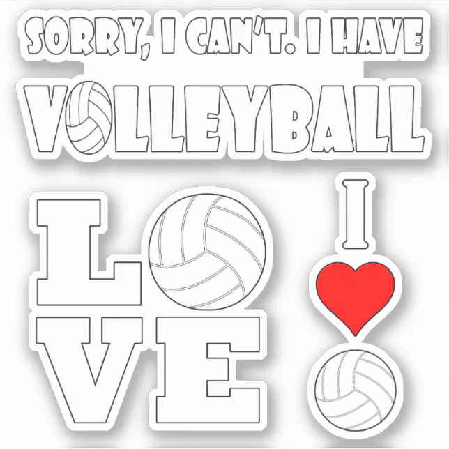 Set of Fun Volleyball Player or Team Cute Sports Sticker | Zazzle