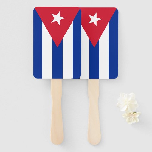 Set of hand fan with flag of Cuba | Zazzle