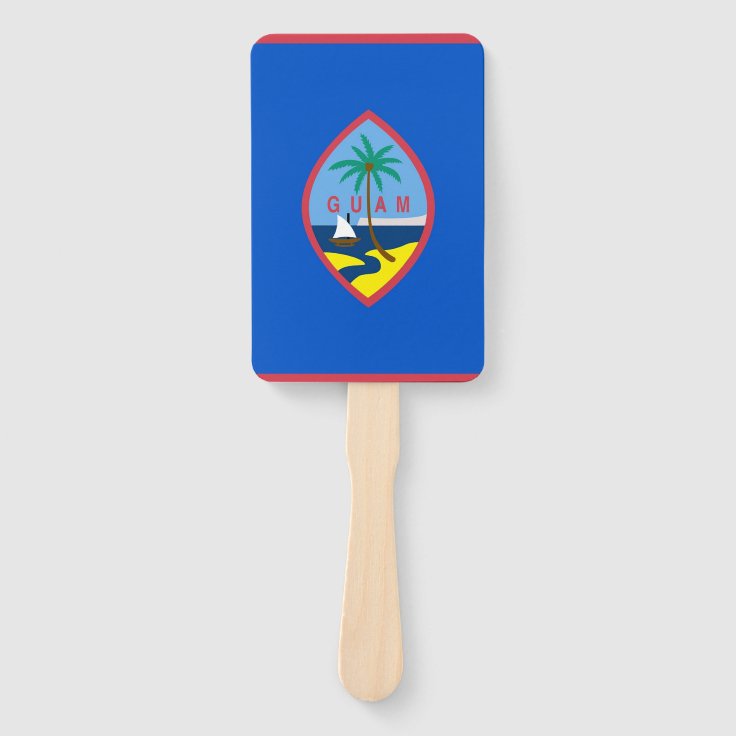 Set of hand fan with flag of Guam, USA | Zazzle