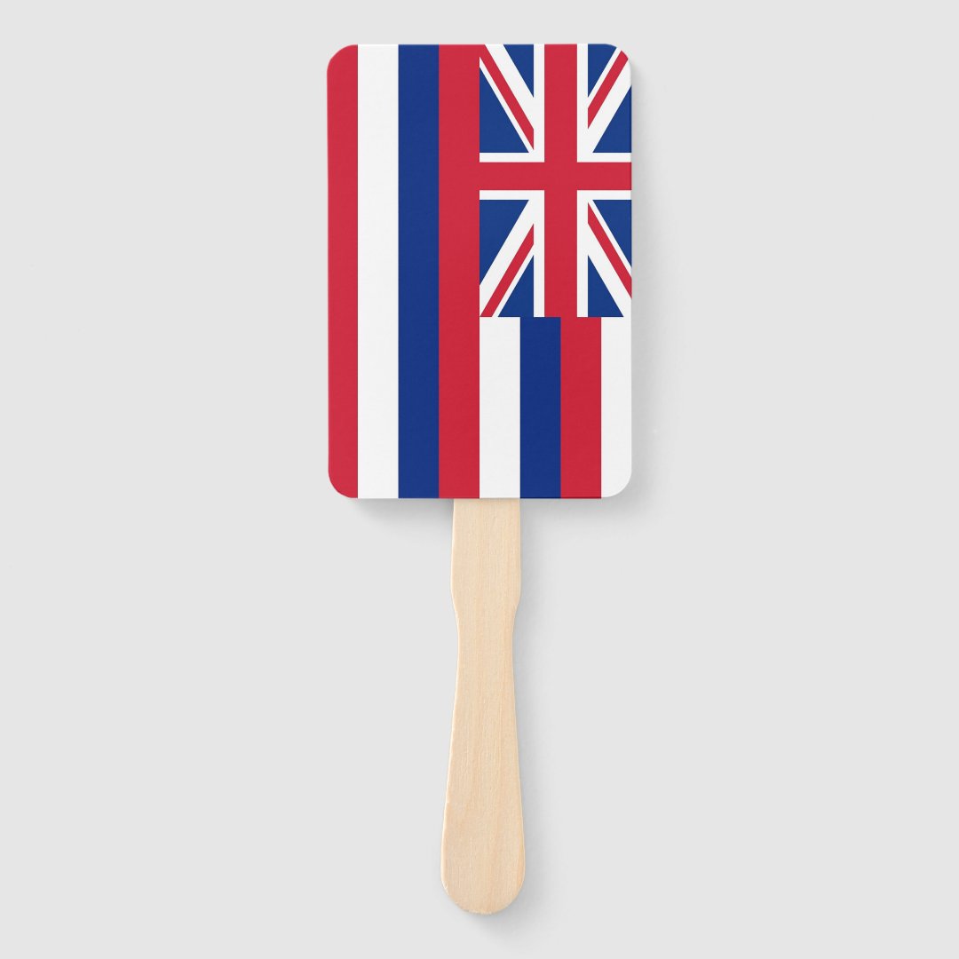Set of hand fan with flag of Hawaii, USA | Zazzle
