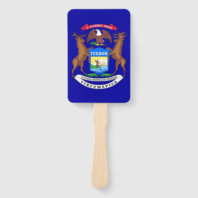 Set of hand fan with flag of Michigan, USA | Zazzle