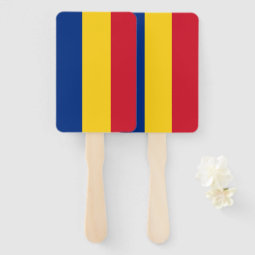Set of hand fan with flag of Romania | Zazzle