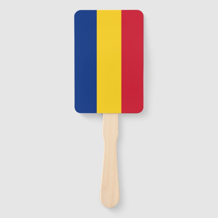 Set of hand fan with flag of Romania | Zazzle