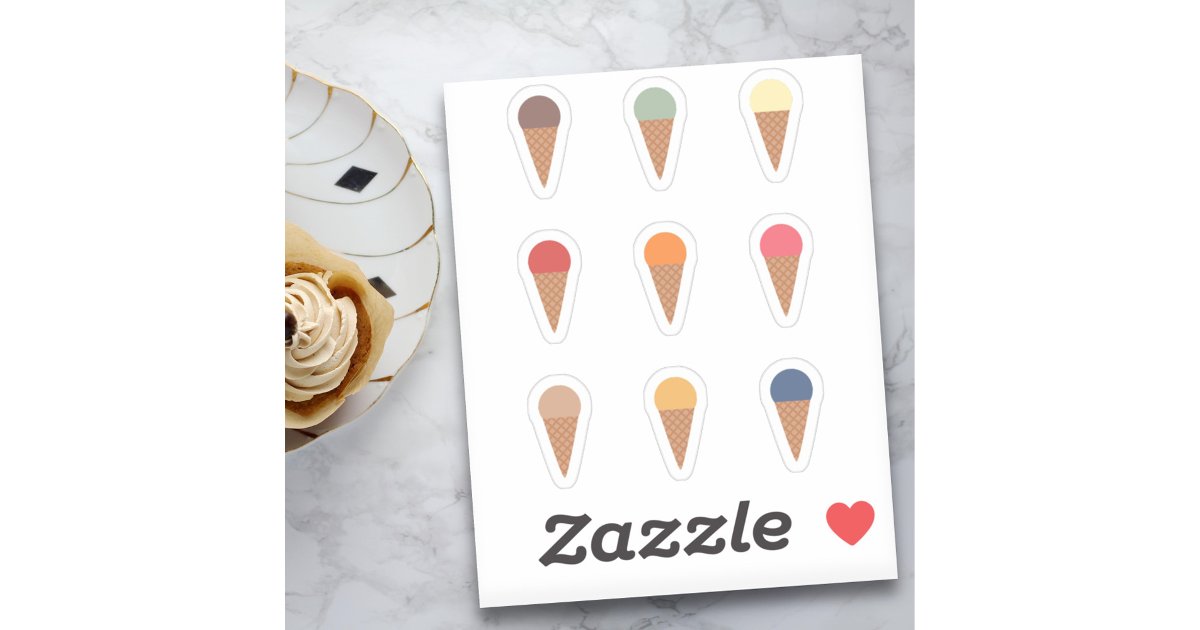 Set of Ice Cream Cone Stickers | Zazzle