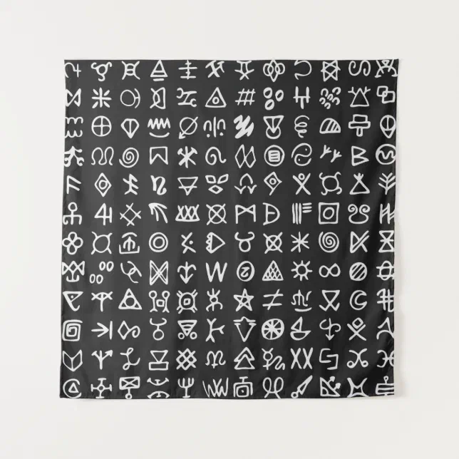 Set of symbols rune letters font. Ancient occult a Tapestry | Zazzle