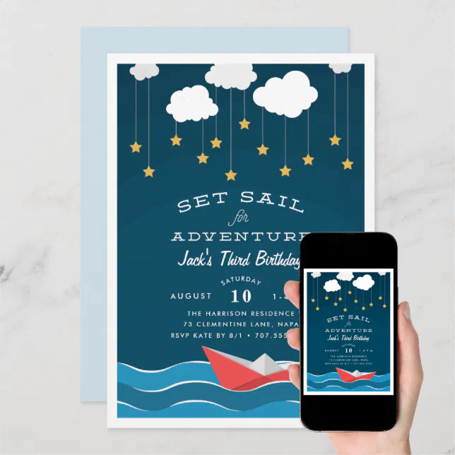 Set Sail | Kids Birthday Party Invitation | Zazzle