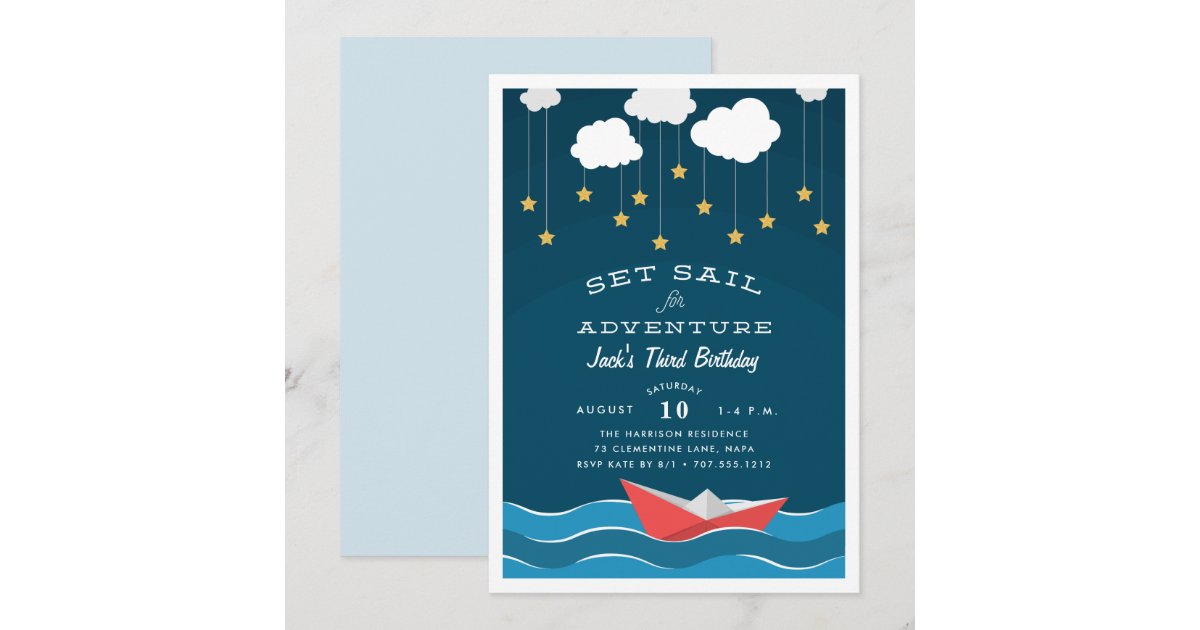 Set Sail | Kids Birthday Party Invitation | Zazzle
