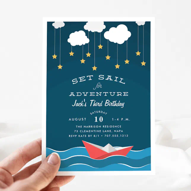 Set Sail | Kids Birthday Party Invitation | Zazzle