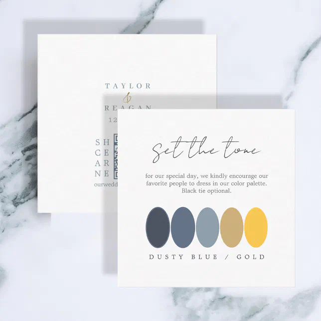 Set the Tone Dusty Blue Gold Color Palette ID1045 Enclosure Card | Zazzle
