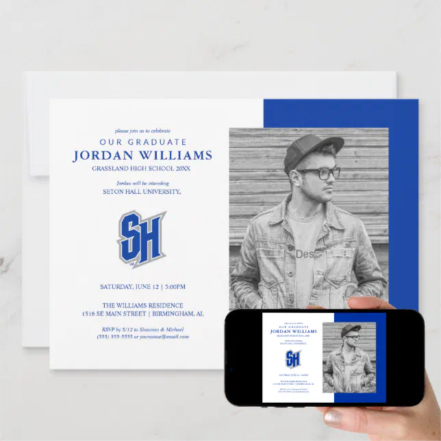 Seton Hall SH | Graduation Invitation | Zazzle