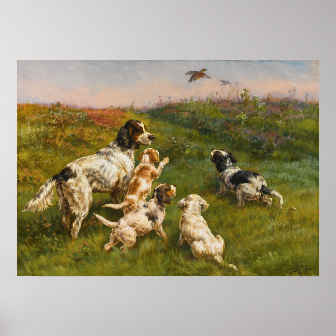 Setter and Pups by Edmund Henry Osthaus Poster | Zazzle