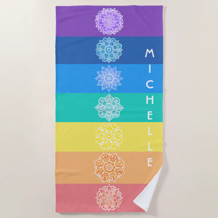 Seven Chakras Rainbow Mandalas Beach Towel | Zazzle